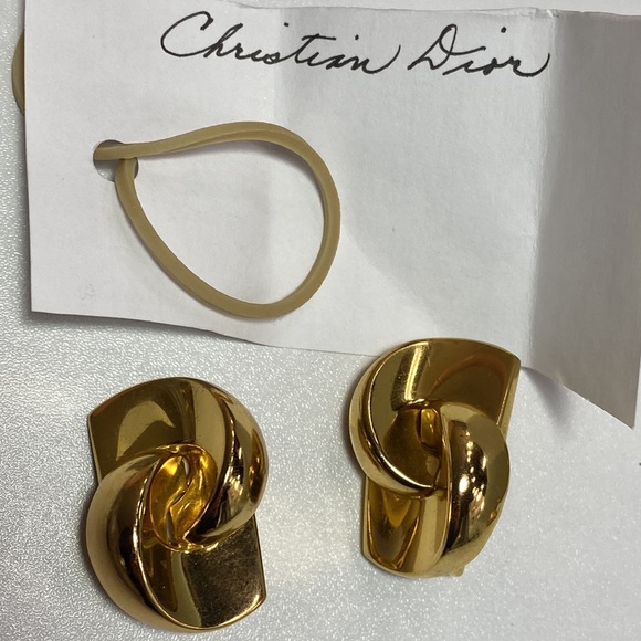 Dior | Jewelry | Vintage Christian Dior Interlock Cd Logo Clip On Earrings Polish 8k Gold Plated ...